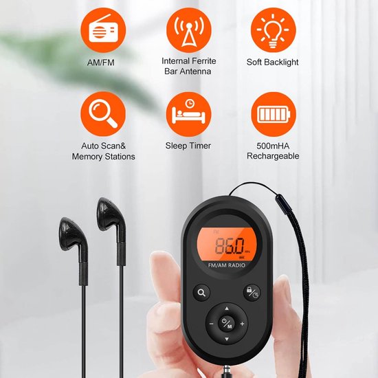 Mini Radio AM/ FM - Petite Radio portable - avec écouteurs ...