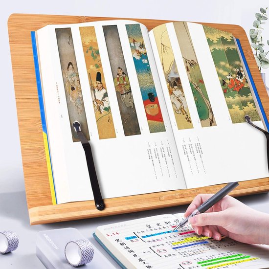 Grote boekenstandaard van bamboe - Verstelbare leessteun voor boeken ...