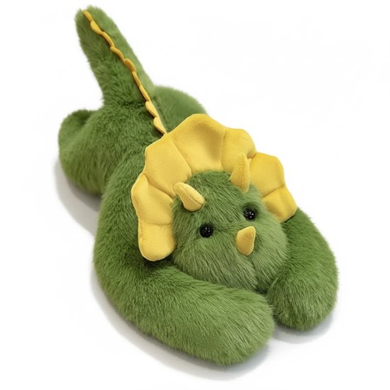 Creasowl® Liggende Groene Draak Knuffel 40 cm – Zachte Pluche Draak met ...