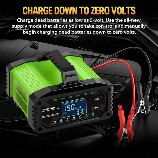 Sounix Acculader - 12/24V - 5A/15A - 180W - Accu Lader voor Auto ...