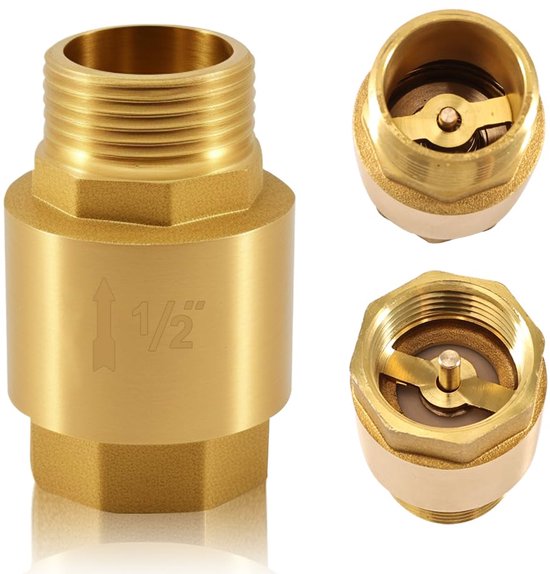 1/2 Inch Brass Check Valve, 1/2" AG x 1/2" IG, DN15 Check Valve with ...