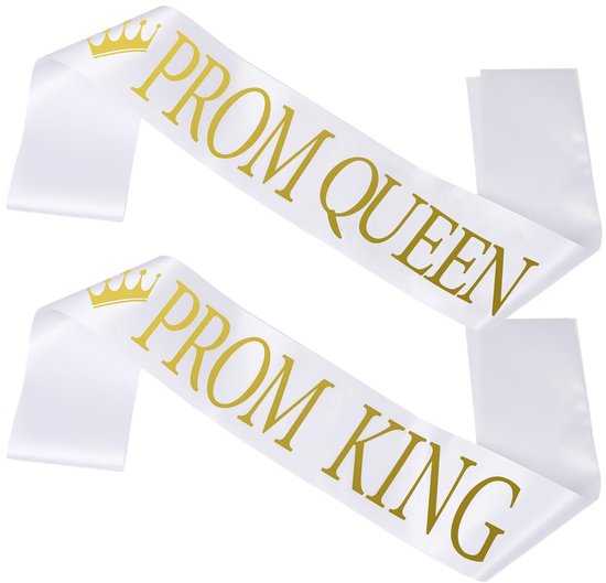 Prom King and Queen Sash Set of 2 Class of 2023 Gold Letters Graduation ...