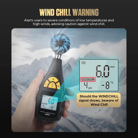 Handheld Anemometer met Temperatuurmeter en Windsnelheidsmeter ...