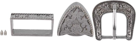 E-Ambar - Western riemgespen set voor heren in zilver, met strass voor ...
