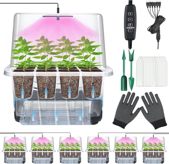 Mini Kweekkas Grow Box - Zelfwaterend Kweekset met 6 Stukken en 72 ...