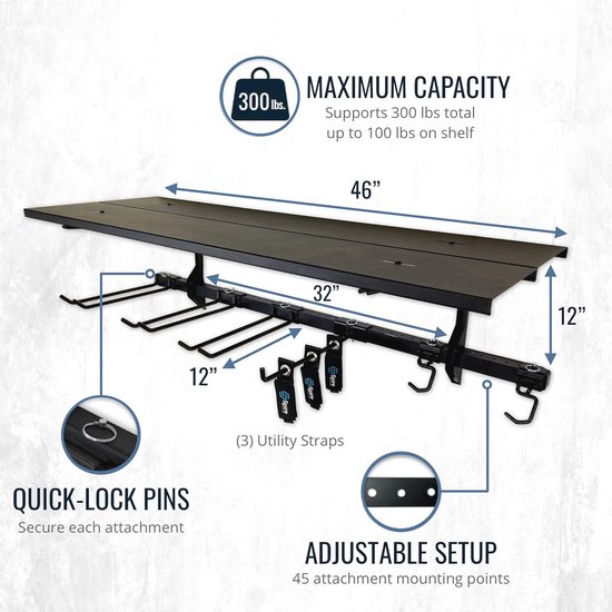 Heavy Duty Garage Opslag Rek met Wandmontage en Overhead Plank voor ...