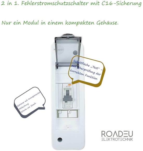 Minischakelbord met Vermogenschakelaar C16A - Aardlekschakelaar 30mA ...