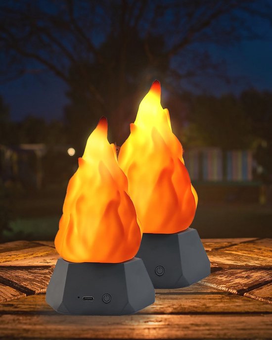 Oplaadbaar LED Nep brandlampje - Flikkerende Verlichting voor ...