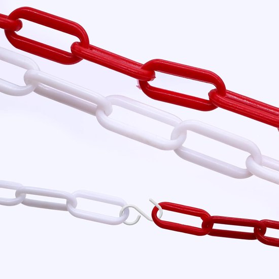 Eindketting - rode en witte - plastic ketting - 6 mm dik - plastic ...