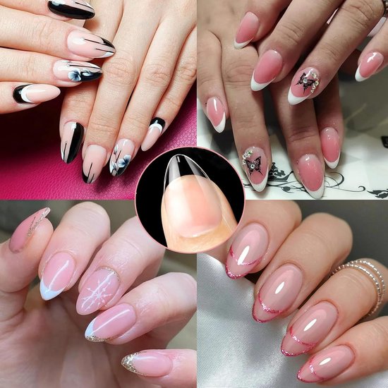 600 Stuks Nageltips Almond - 10 Maten Short, Full Cover, PMMA-hars voor ...