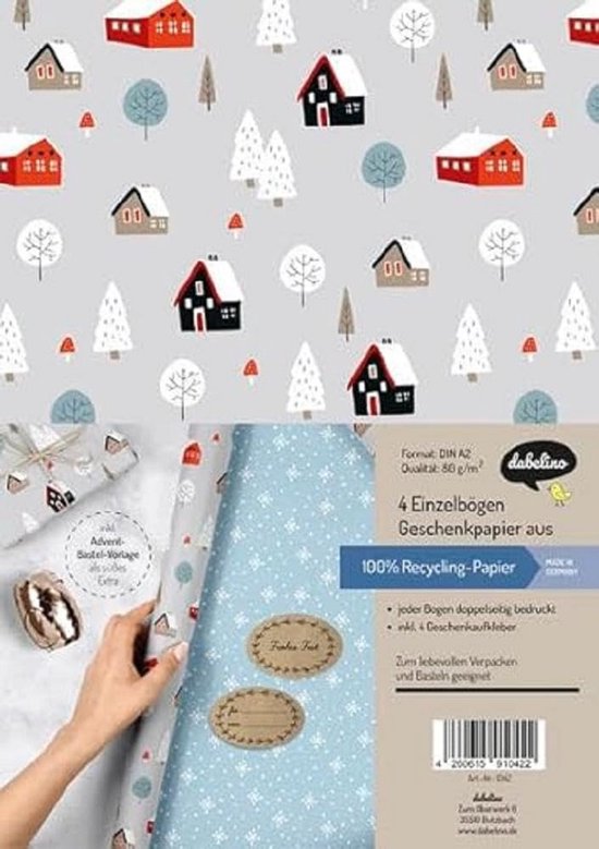 Geschenkpapier Set für Weihnachten mit skandinavischem Design - 4 ...