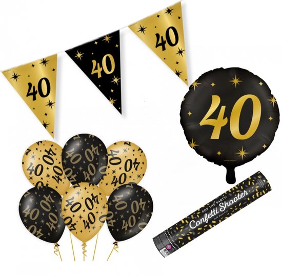 40 jaar versiering pakket goud/zwart – verjaardag – feest – jarig | bol
