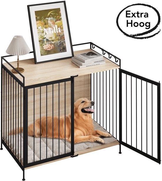 Aiverig® Hondenbench Hout Meubel Hoog L – Verhoogde bench voor honden ...