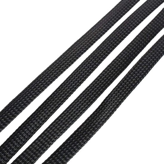 E-Ambar - Zwarte gevlochten kabelhuls 6 mm met hoge dichtheid, 10 m ...
