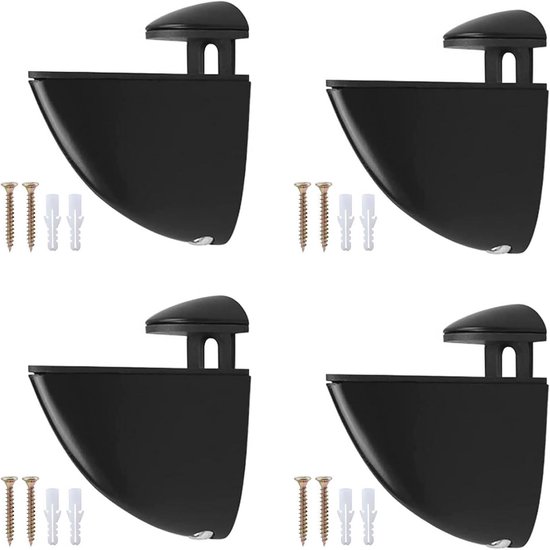 Verstelbare Glasplaatdragers - Set van 4 Zwarte Zinklegering ...