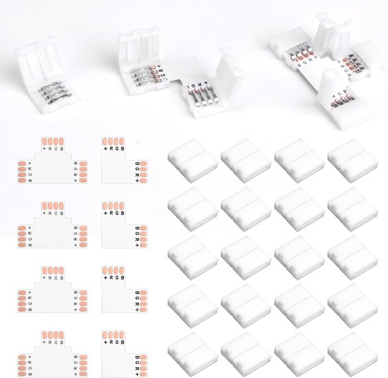 4-Pin LED Connector voor 8 mm RGB LED Strip - LED Quick Connector ...