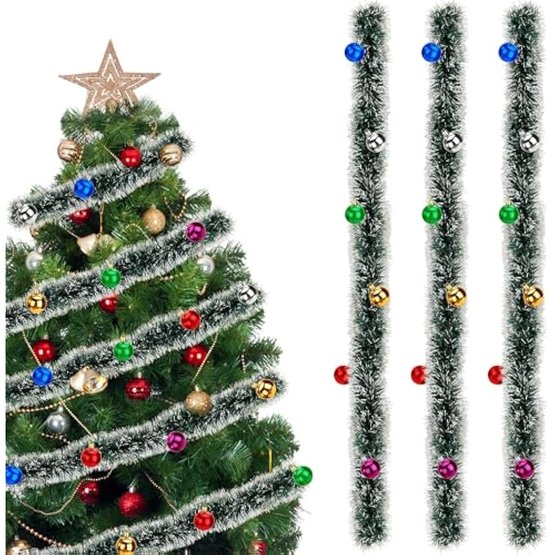 Kerstslinger 6m – Groene Kunstslinger met Kleurrijke Ballen – Voor ...