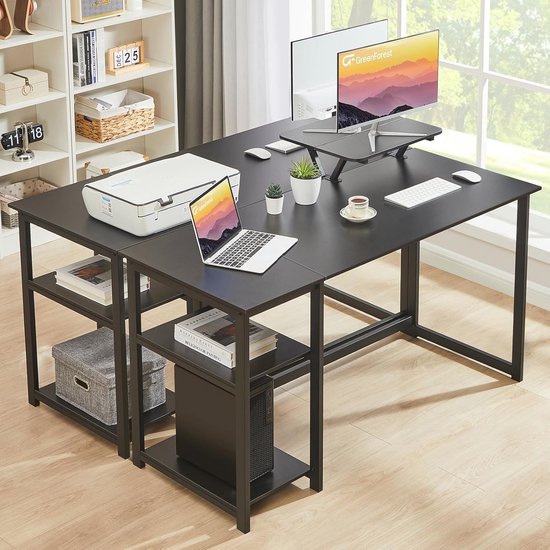 Computer Bureau met Monitor Stand en Omkeerbare Opbergplanken - 140cm ...