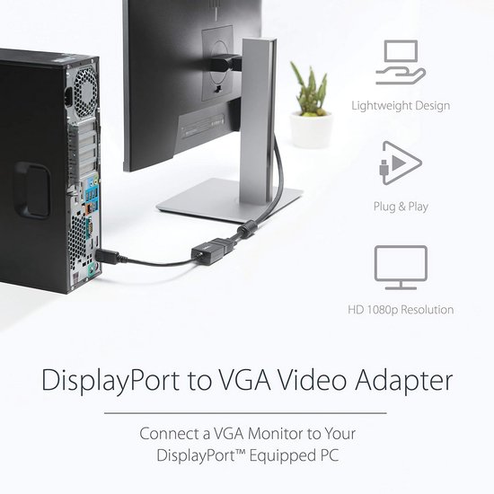 DisplayPort naar VGA Adapter Converter - Perfect voor Laptop en Desktop ...