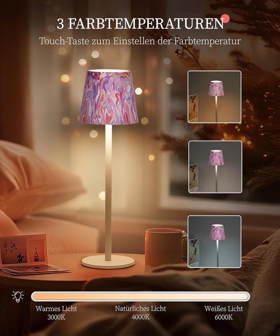 Lampe de Table LED Rechargeable - Sans Fil & Dimmable - IP54 Étanche ...