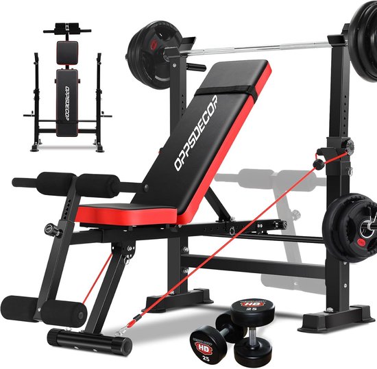 Verstelbare Halterbank met Squat Rek en Sit-up Functie voor ...