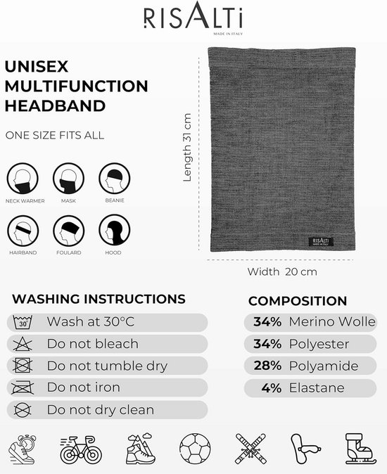 2-Pack Thermosjaal Merino Wol Uniseks - Nekwarmer & Buff voor Skiën ...