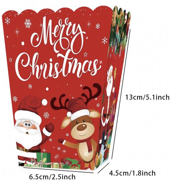 ZYLARO 30 stuks Kerstmis Popcorn Bakjes (13x6.5cm) - Popcorn Zakjes ...