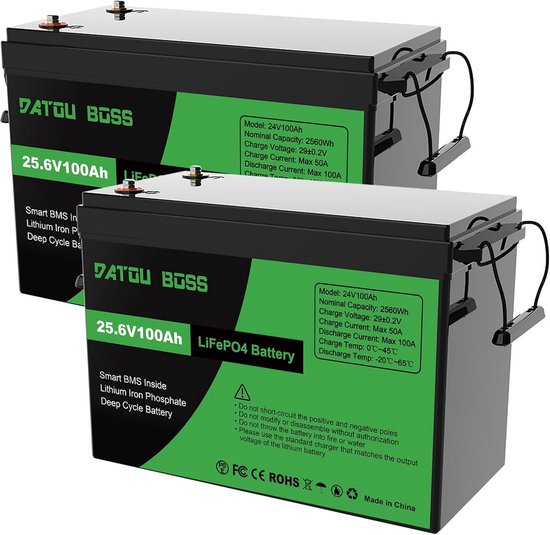 24V 100Ah LiFePO4 Accu (2560Wh) met 100A BMS | Geschikt voor Camper ...
