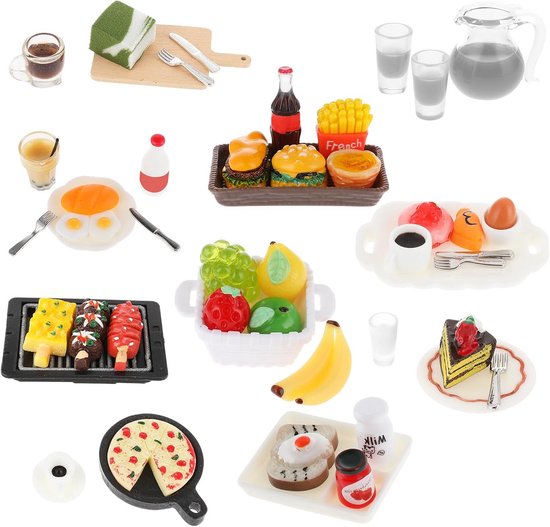 50 Delige Set Miniatuur Eten en Drinken voor Poppenhuis - Speelgoed ...