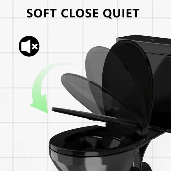 Lunette de Toilette Ronde Zwart Met Softclose, Ajustement Universel et ...