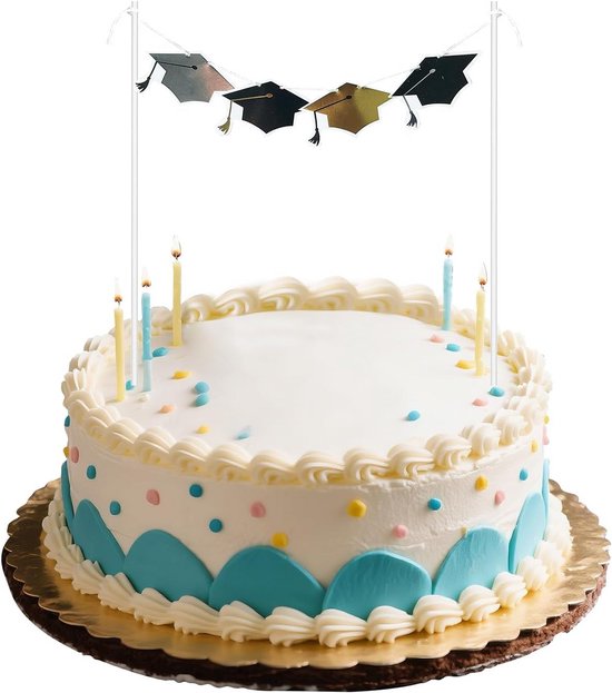 Taarttopper Geslaagd 2025 - Decoratie 'Congrats Grad' Hoedjes Zwart ...