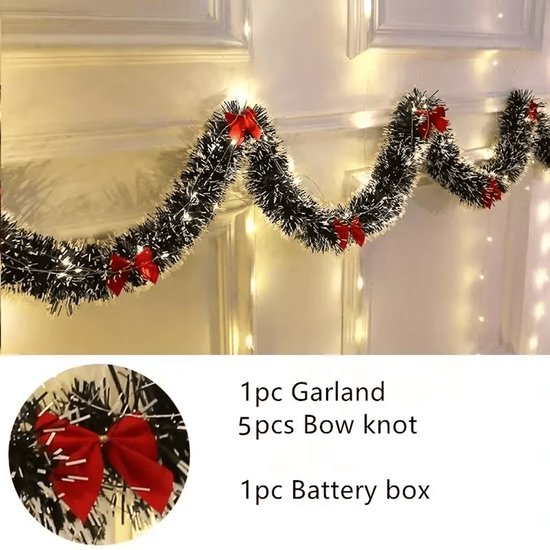 Zandarix Metallic Twist Kerstslinger 2m – Kunstkerstslinger met Warm ...