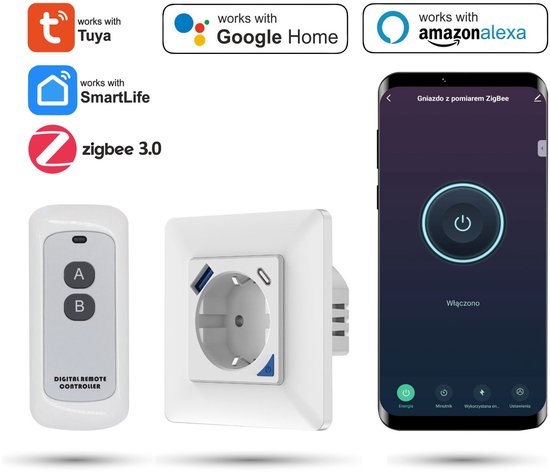 Zigbee Stopcontact met USB-C/A, Energieverbruik Meten, 20W | bol