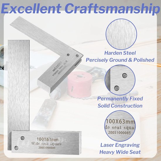 Precisie Machinisten Winkelhaak Set 4-Delig - 90 Graden Hoek ...