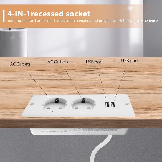 Retractable Table Socket with USB Ports - Multi Plug Power Strip for ...