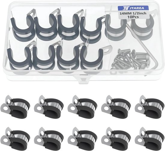 14mm Kabelklemmen P-klemmen 1/2 Inch met Rubber voering Kabelbeugels ...