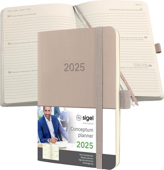 Weekkalender 2025 A6, Taupe, Conceptum | bol