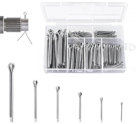 Assortiment splinten, 260 stuks roestvrijstalen splinten in 6 maten ...