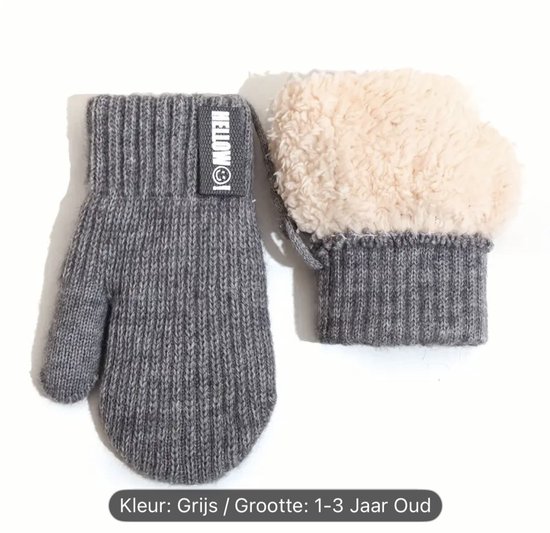 kinder winter wanten met touwtje grijs 1-3 jaar | bol