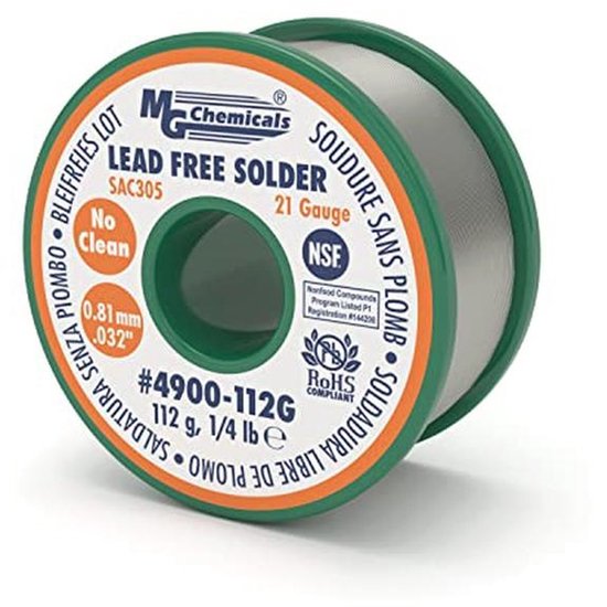 Loodvrije soldeerdraad 96,3% tin, 0,7% koper en 3% zilver - 0,81 mm ...