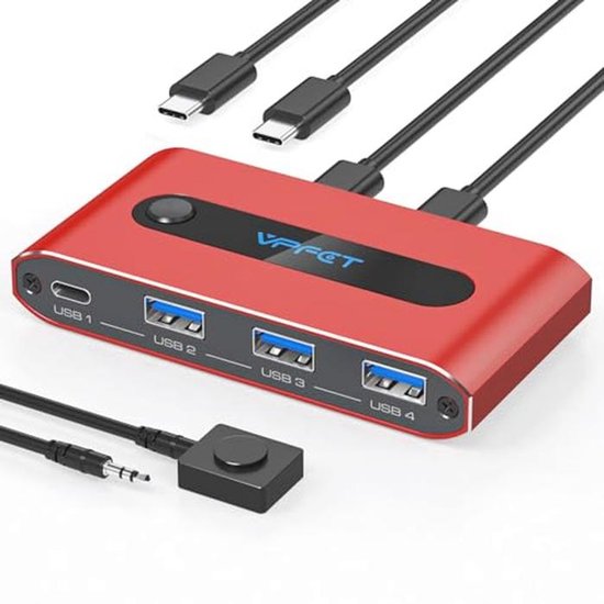 USB C Switch: 2 Computers Delen met 4 USB 3.2 Poorten en 10Gbps ...