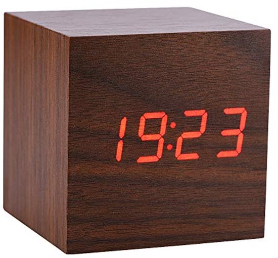 Digitale klok Hout Kleine digitale klok MDF, PVC 6x6x6cm Houten ...