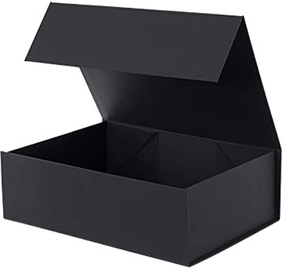 Zwarte geschenkdoos 33 x 25 x 12 cm - Decoratieve doos met deksel voor ...