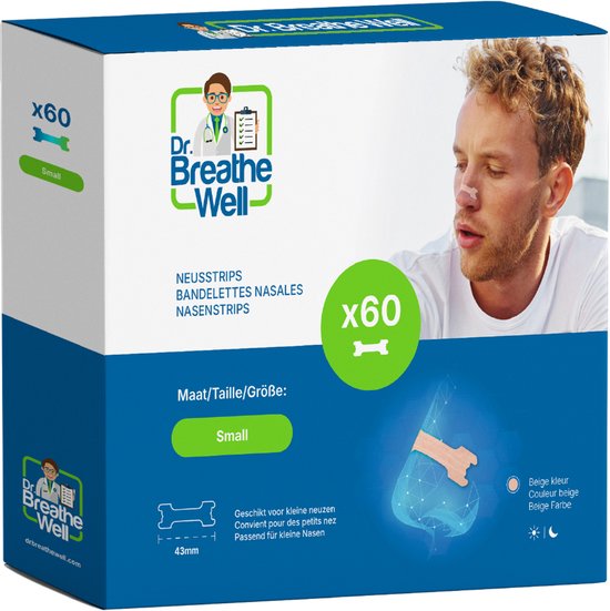 Dr. Breathe Well ™ - 60 Neuspleisters - Maat 43mm small/medium - Anti ...