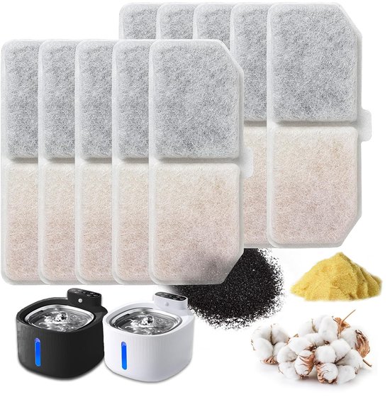 TRANKIELO® - 12 stuks kattenfonteinfilter - Actieve kool en hars ...
