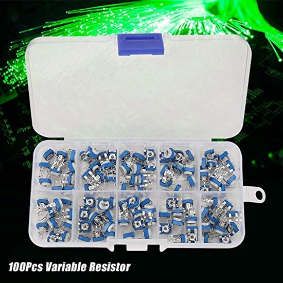 100 stuks 10 waarden blauw-witte variabele weerstand trimmer potmeter ...