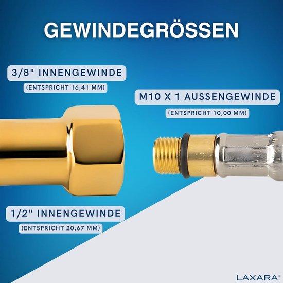 Flexibele Waterslang Zwart/Wit 3/8 Inch naar 1/2 Inch - DVGW Keurmerk ...
