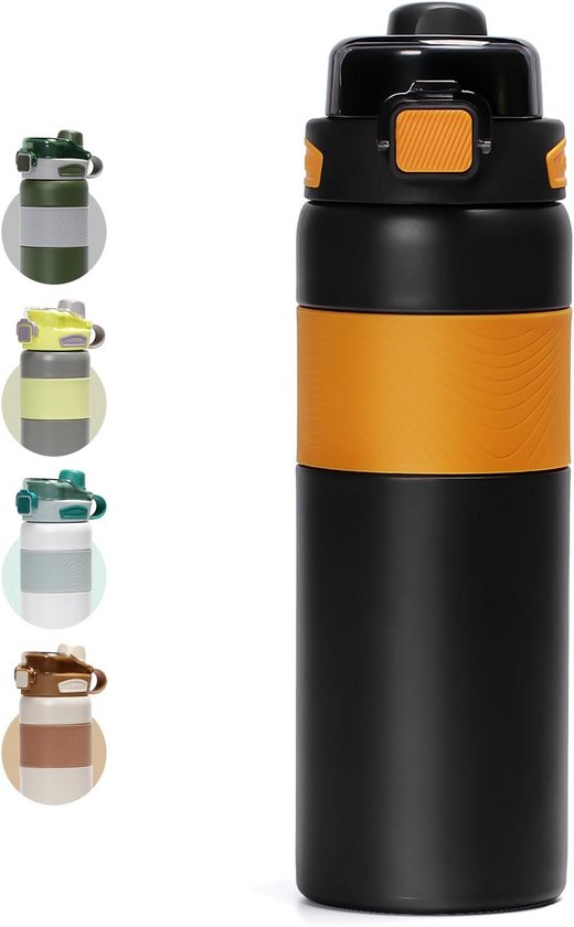 Geïsoleerde Sport Waterfles 800ml Roestvrij Staal met Rietje en Lekvrij ...