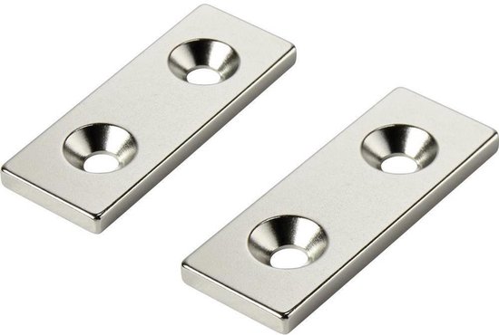 Blokmagneet verzonken 50 x 10 x 3 mm - Neodymium N35 - Z-pool - 5 stuks ...