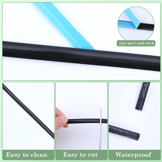 Zelfklevende afdichtingstape 6m x 8mm zwart voor badkamer, tegels ...